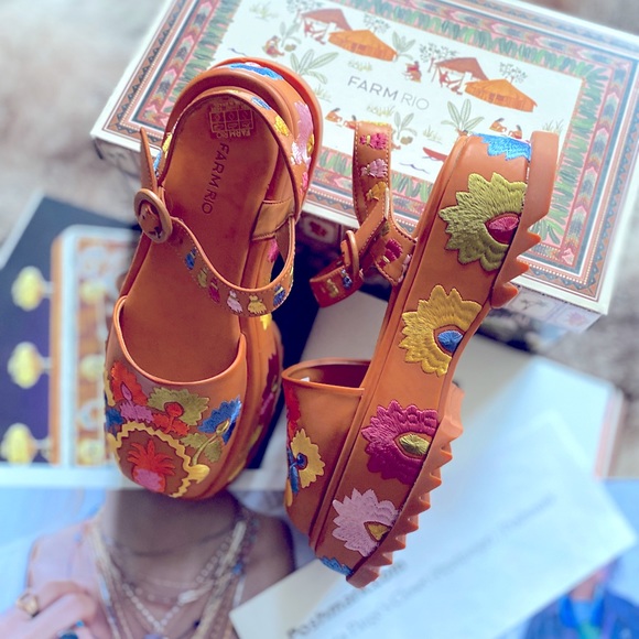 FARM Rio | Shoes | Farm Rio Leather Antwerp Platform Sandal | Poshmark